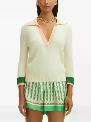 Oscar De La Renta V-neck Color-block Sweater