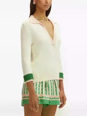 Oscar De La Renta V-neck Color-block Sweater