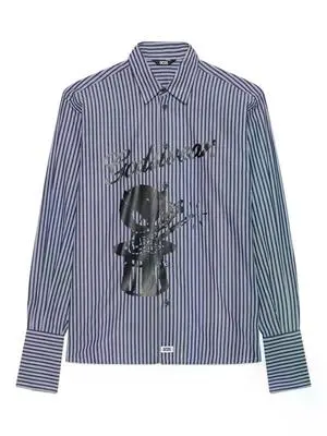 Gcds Striped Graphic Over Shirt - Blue