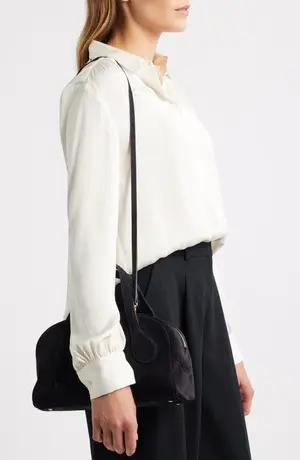 LIFFNER Mini Leather Bowling Crossbody Bag - Black