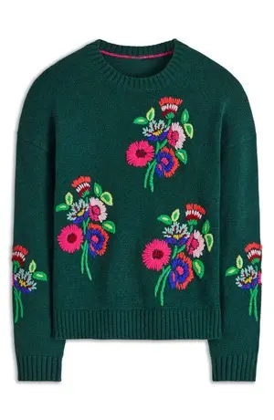 Boden Embroidered Crewneck Sweater