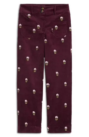 Boden Embroidered Corduroy Ankle Pants
