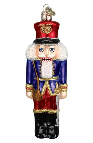 OLD WORLD CHRISTMAS Nutcracker Soldier Glass Ornament - Blue/red