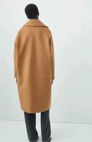 Mango Selection Notched Lapel Virgin Wool Blend Coat