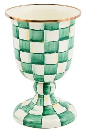 MACKENZIE-CHILDS Check Pedestal Vase - Emerald