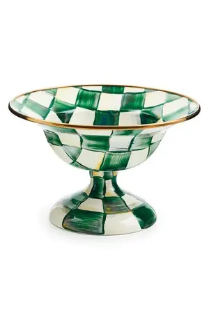 MACKENZIE-CHILDS Check Small Compote Bowl - Emerald
