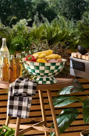 MACKENZIE-CHILDS Check Enameled Steel Everything Bowl - Emerald