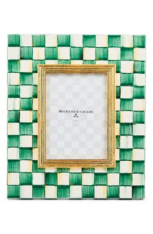 MACKENZIE-CHILDS Check Enameled Steel 4 X 6-inch Picture Frame - Emerald