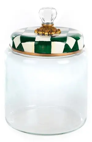 MACKENZIE-CHILDS Check Large Kitchen Canister - Emerald