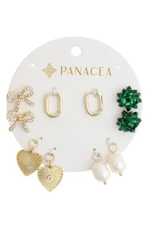PANACEA Set Of Five Earrings - Green