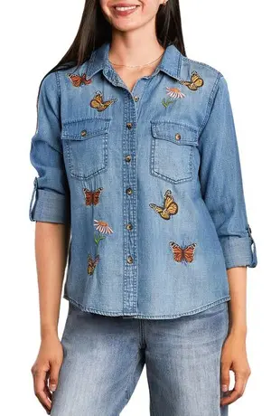 BILLY T Butterfly Denim Shirt