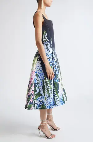Oscar De La Renta Foxglove Dégradé Faille Fit & Flare Dress