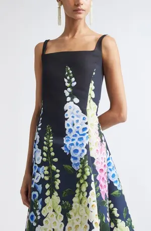 Oscar De La Renta Foxglove Dégradé Faille Fit & Flare Dress