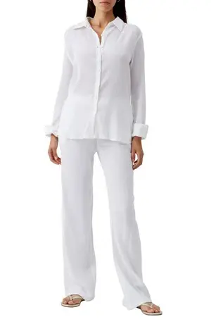 MELISSA ODABASH Tina Core Cotton Gauze Button-Up Shirt
