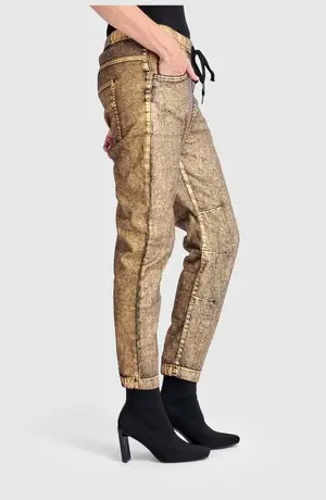 Alembika Metallic Boyfriend Jogger Jeans - Gold