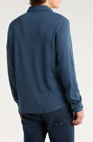 Robert Barakett Northpark Knit Button-up Shirt - Orion Blue