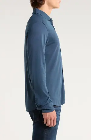 Robert Barakett Northpark Knit Button-up Shirt - Orion Blue