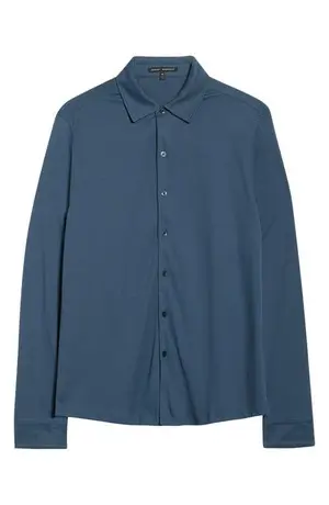 Robert Barakett Northpark Knit Button-up Shirt - Orion Blue