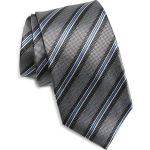 Nordstrom Stripe Silk Neck Tie - Silver
