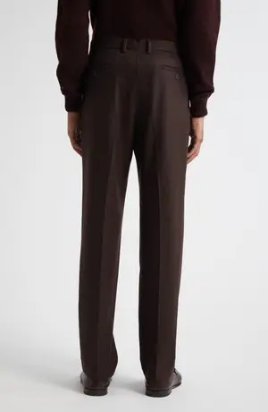 Sunspel Pleated Boiled Wool Trousers - Truffle