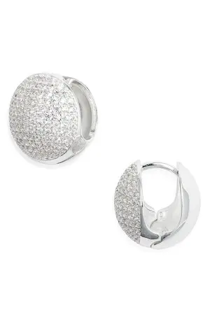 Nordstrom Pavé Orb Huggie Earrings - Clear- Silver