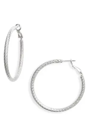 Nordstrom Faceted Hoop Earrings - Silver