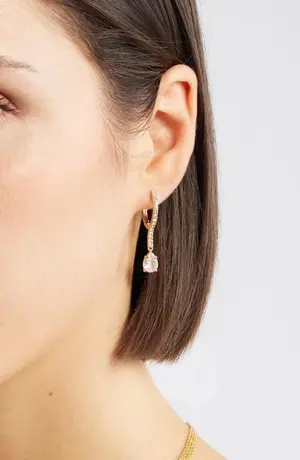 Nordstrom Pavé Bar Drop Huggie Earrings