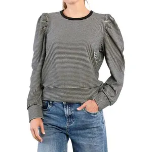BILLY T Stripe Puff Shoulder Top
