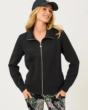 Lilly Pulitzer® Eleni Zip-up Jacket - Noir Butterfly Quilted Knit