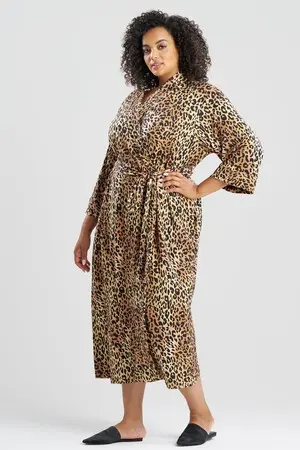 Natori Exotic Animal Cozy Knit Robe - Neutral