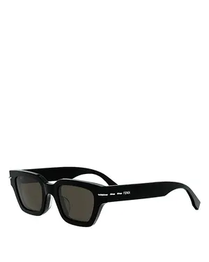 Fendi Selleria Rectangle Sunglasses, 50mm - Black/solid Brown
