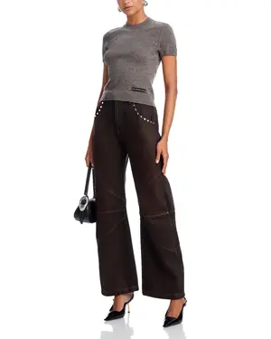 Alexander Wang Short Sleeve Wool Crewneck Tee - Brown