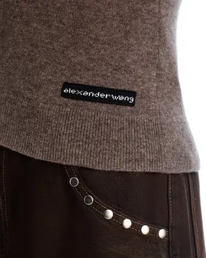 Alexander Wang Short Sleeve Wool Crewneck Tee - Brown