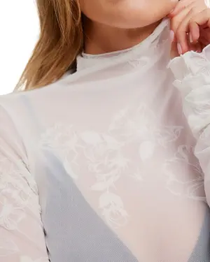 Free People Mesh Long Sleeve Top