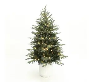 LUXEN HOME Luxenhome 6ft Pre-lit Artificial Christmas Tree In White Pot - One-color