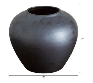 NEARLY NATURAL 7' Black Round Urn Vase