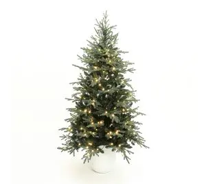 LUXEN HOME Luxenhome 6.9ft Pre-lit Artificial Xmas Tree In White Pot - One-color