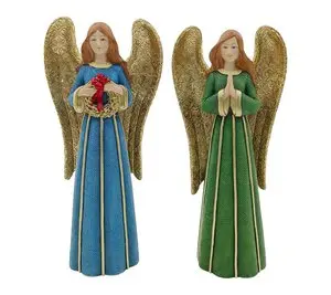 RC HOME DECOR 13.25' Set Of 2 Christmas Angel F Igurines - One-color