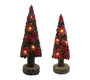 RC HOME DECOR Set Of 2 Light-up Poinsettia Chri Stmas Trees - One-color