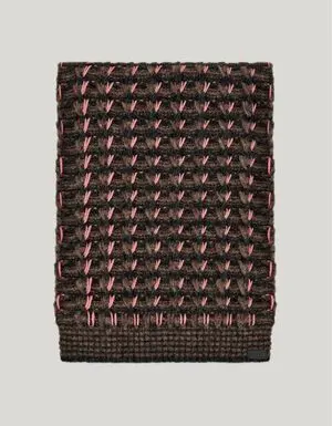 Canali Macro Jacquard Patterned Alpaca And Wool Knit Scarf