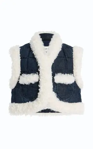 IENKI IENKI Keptar Down Denim Cropped Vest - Blue