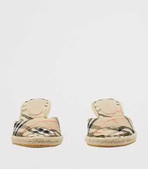 Burberry Check Mews Wedge Mules - Beige
