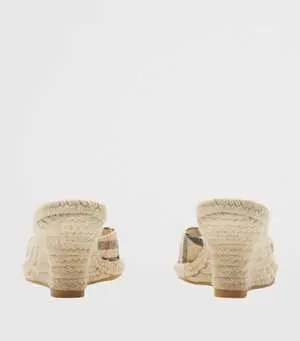 Burberry Check Mews Wedge Mules - Beige