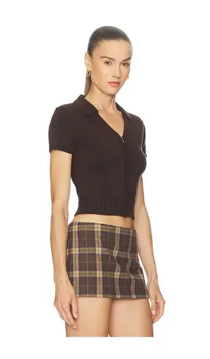 GUIZIO Calesia Zip Up Top - Brown