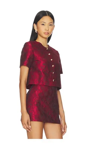 Amanda Uprichard X Jacquard Cropped Top - Ruby