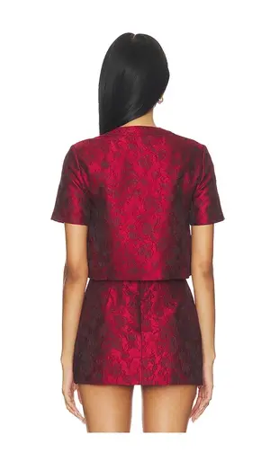 Amanda Uprichard X Jacquard Cropped Top - Ruby
