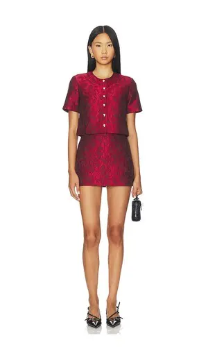 Amanda Uprichard X Jacquard Cropped Top - Ruby
