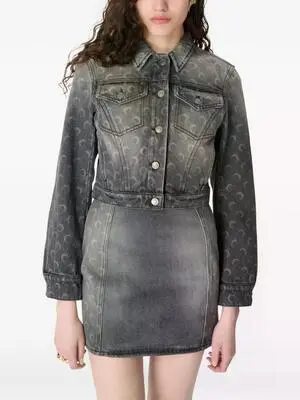 MARINE SERRE Moon Laser Denim Jacket - Grey