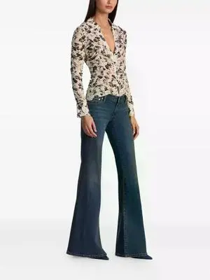 Alice + Olivia Portia Floral Button-down Shirt - Neutrals