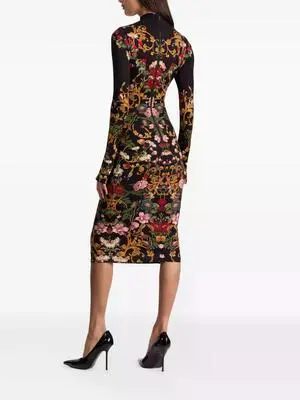 Alice + Olivia Delora Floral Midi Dress - Black